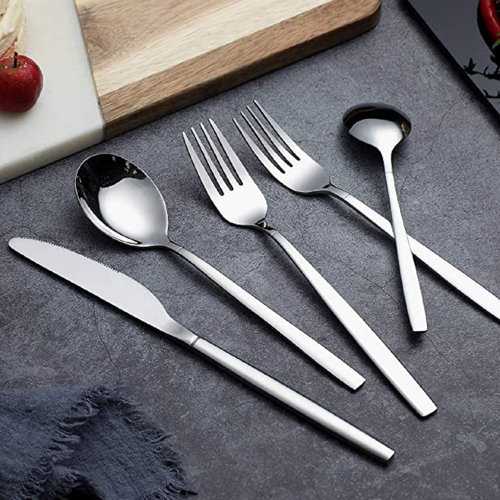 Wrought Studio Flatware Set 40 Pieces, Stainless Steel Flatware Set, Silverware Set Service For ...